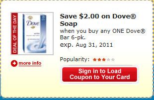 Today's Kroger Cartbuster eCoupon = $2.00/1 Dove Bar Soap (6 pk ...