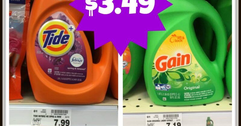 Tide and Gain Liquid Laundry Detergent ONLY $3.49 with Kroger Mega ...