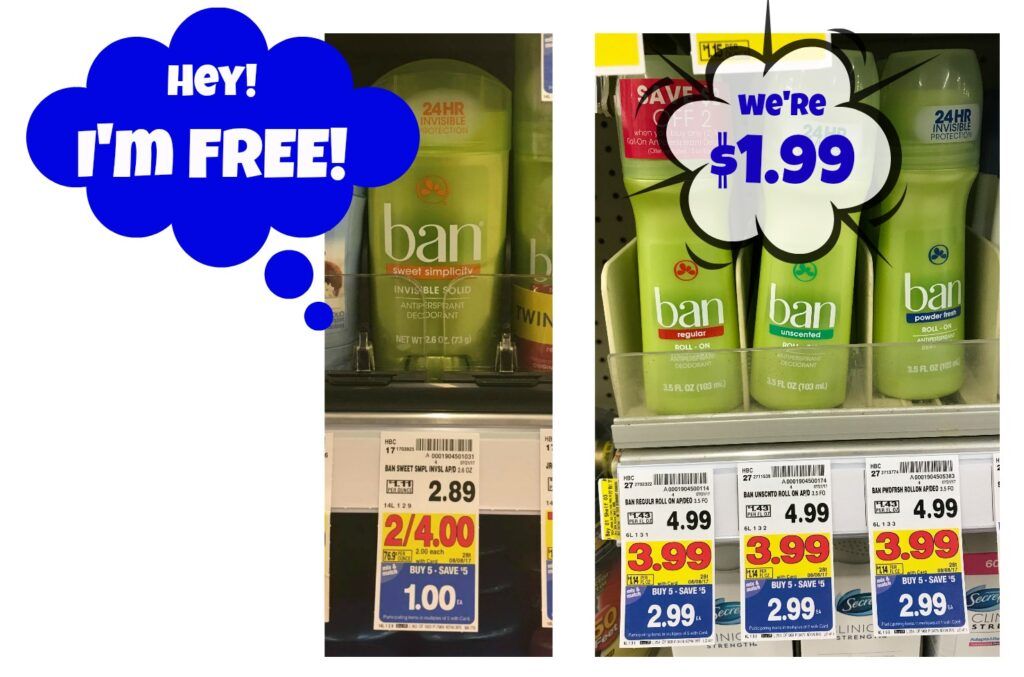 FREE Ban Antiperspirant/Deodorant with Kroger Mega Event!! - Kroger Krazy