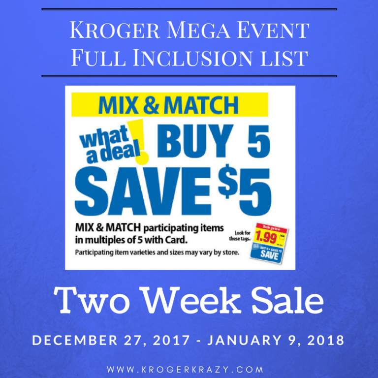 Kroger Buy 5 Save $5 Mega Event Full Inclusion List (2 week sale 12/27 ...