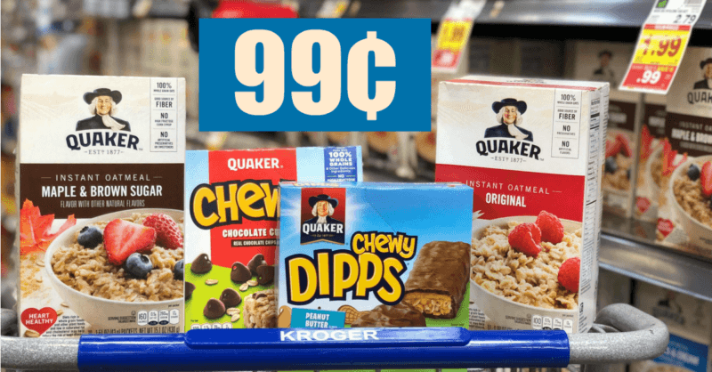 Quaker Chewy Bars and Instant Oatmeal ONLY 99¢ with Kroger Mega Event ...