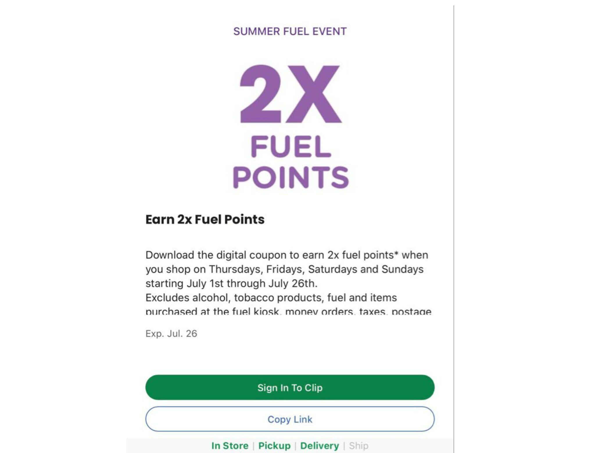2x Fuel Points at Kroger Thursday - Sunday Thru July 26th! - Kroger Krazy