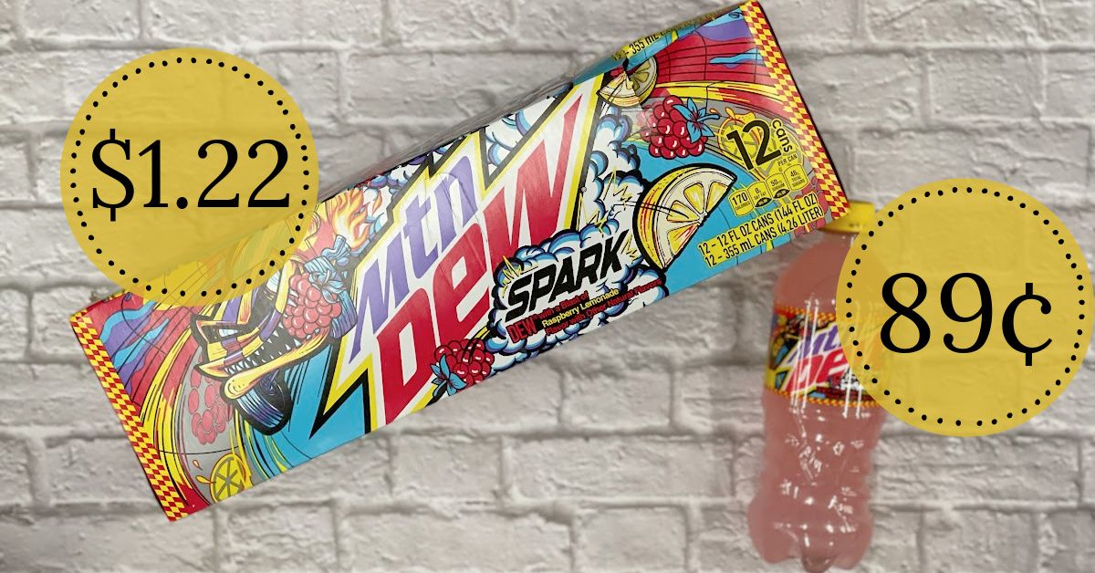 MTN DEW Spark 12 pk cans are $1.22 at Kroger! 20 oz Bottles are 89 ...