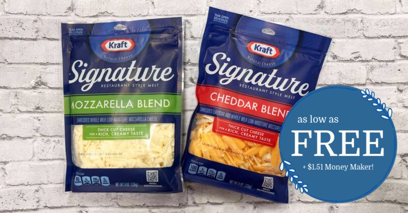 Kraft Signature Shredded Cheese as low as FREE with Kroger Mega Event ...