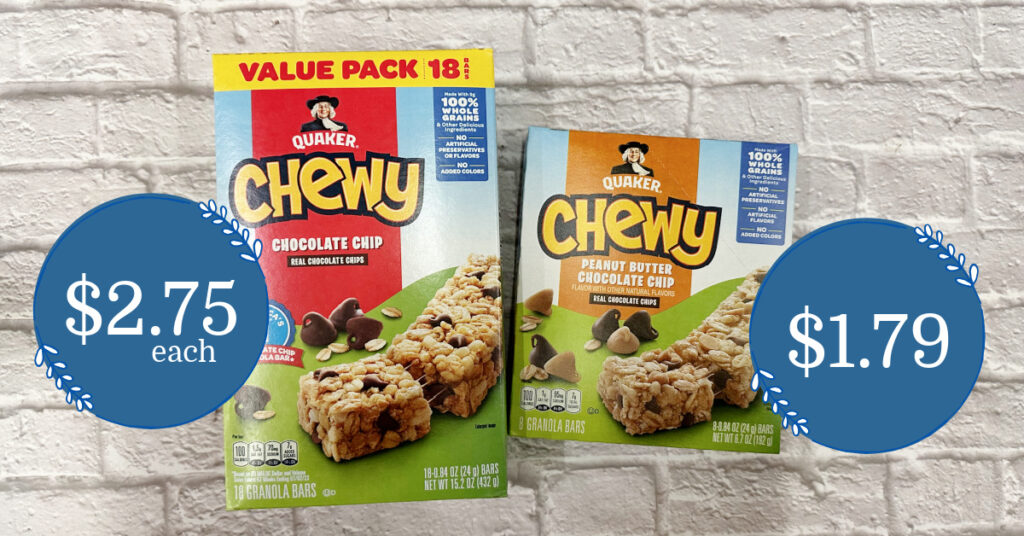Quaker Chewy Bar Granola Bar Deals at Kroger! - Kroger Krazy