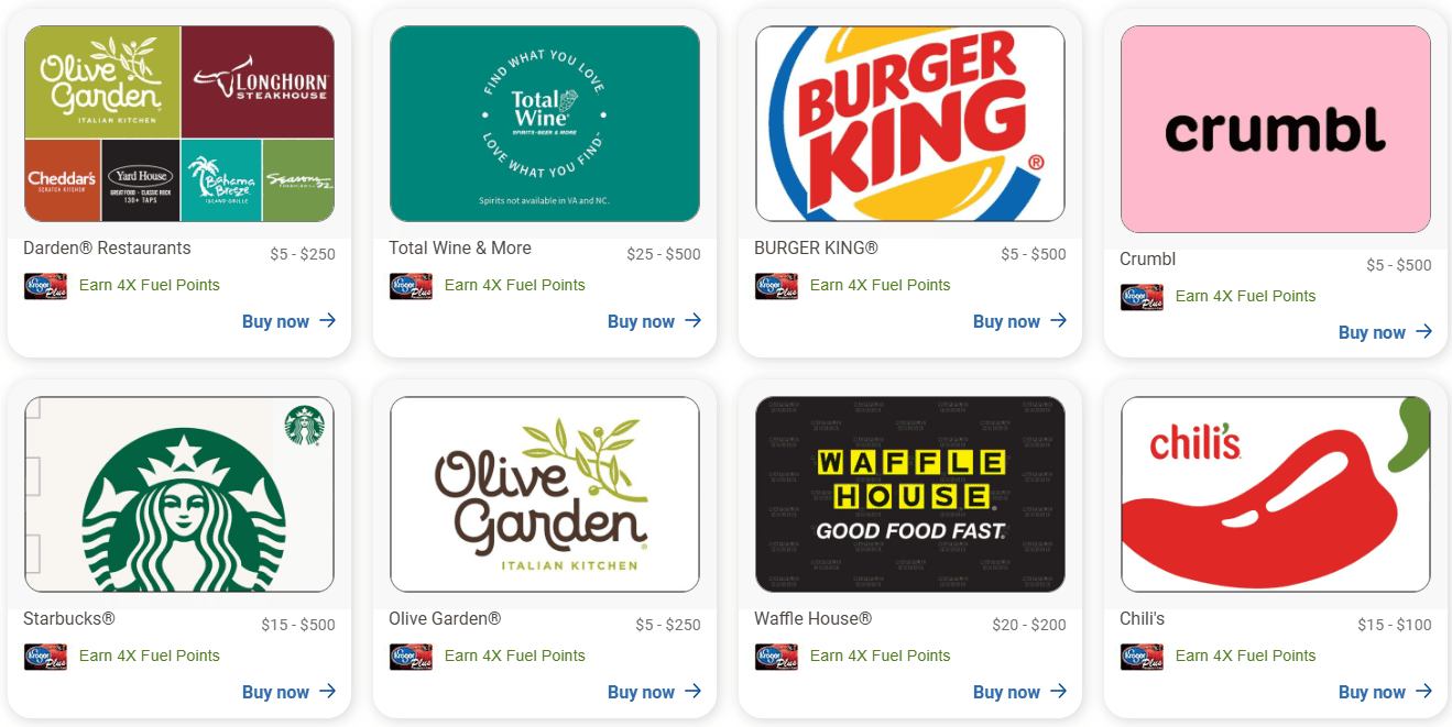 4x Fuel Points on Dining Gift Cards at Kroger! - Kroger Krazy