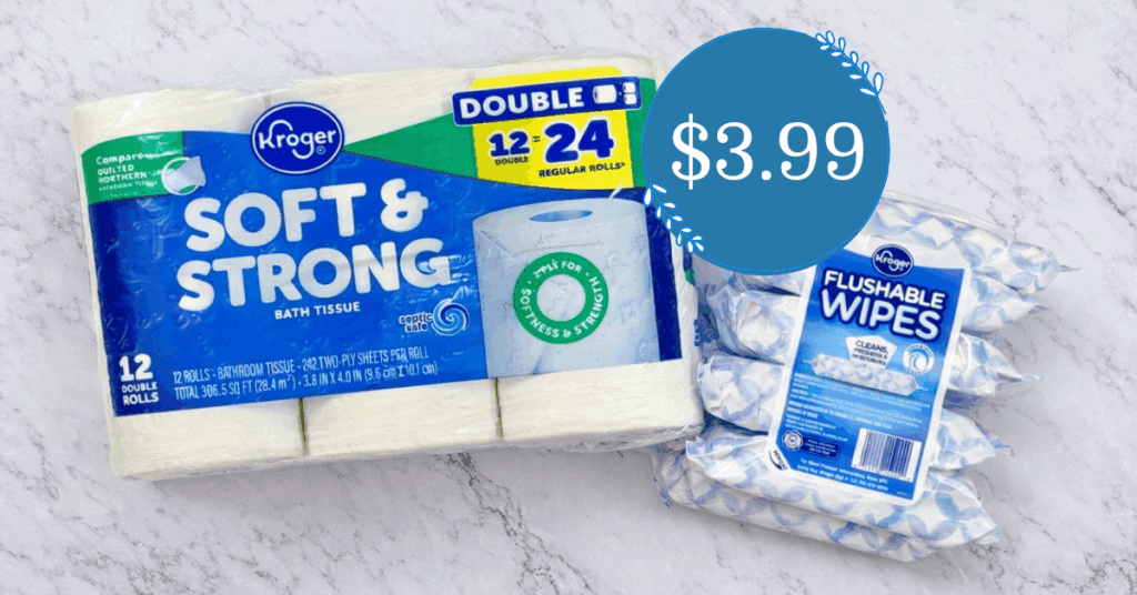 Kroger Soft or Strong Bath Tissue (12 Double Rolls) or Flushable Wipes ...
