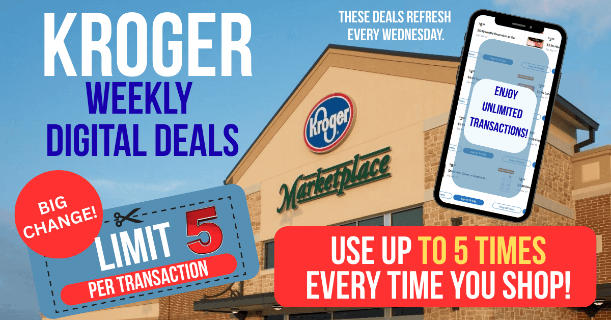 BIG Change! Kroger Weekly Digital Coupons are NOW Limit 5 in EACH ...